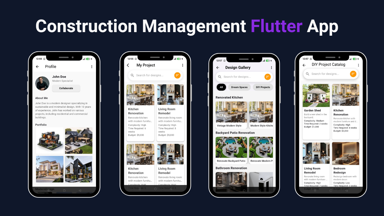 Flutter Construction Management App Template | Project Tracking, Team Collaboration & Reports by ...