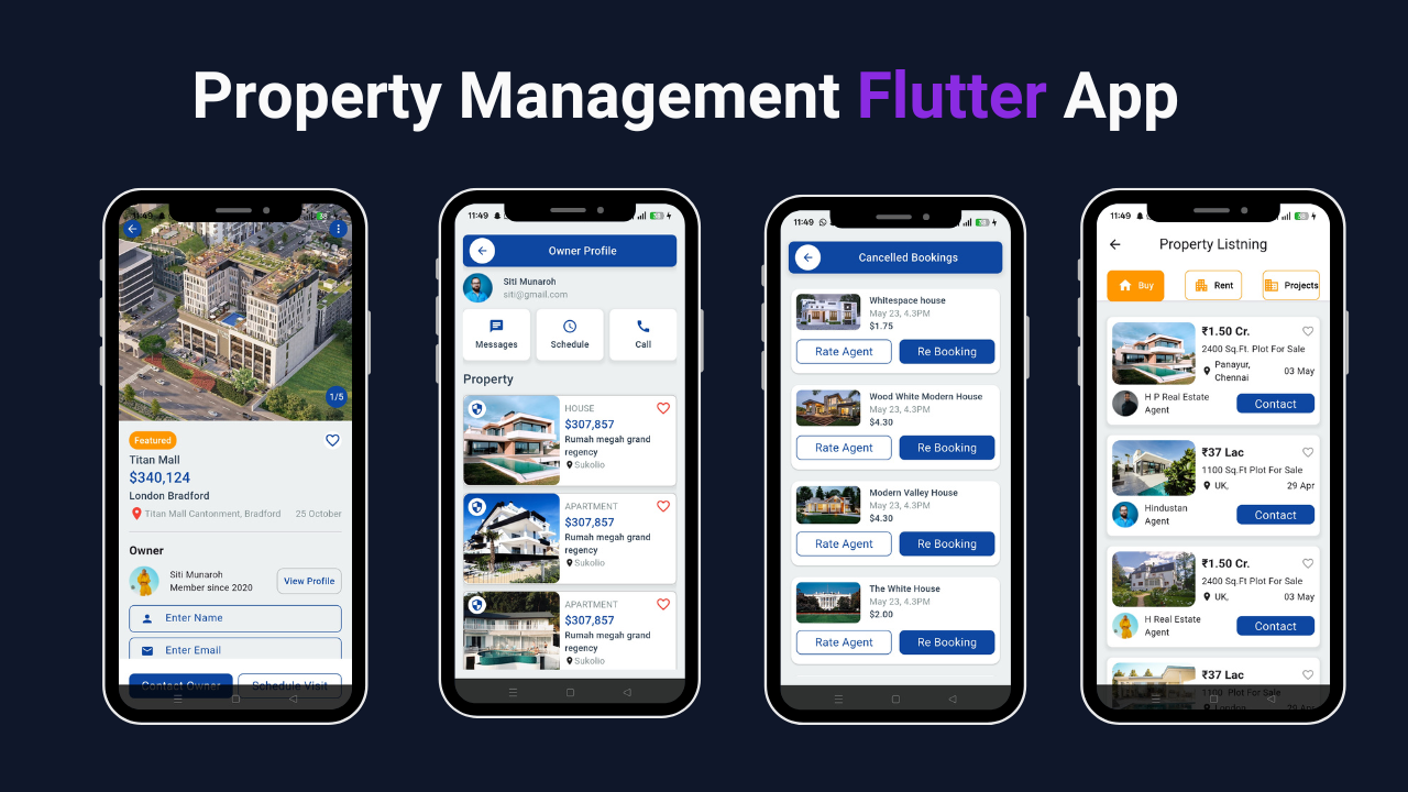 Property Management Flutter App Template | Real Estate App UI Kit by CodentraTech