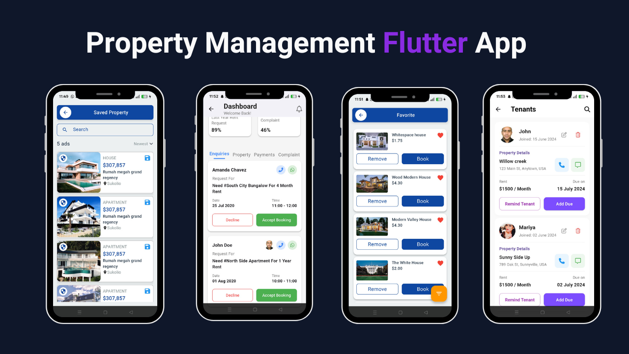 Property Management Flutter App Template | Real Estate App UI Kit by CodentraTech