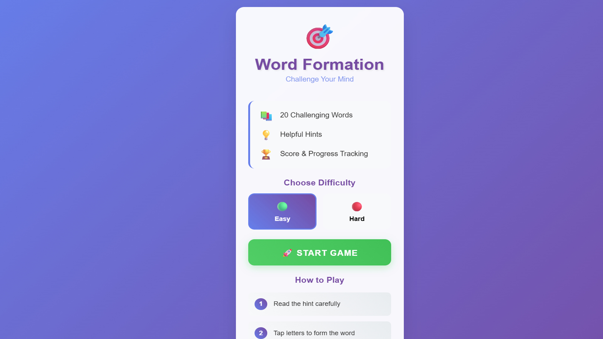 Word Formation Game - HTML5 Mobile Educational Puzzle Game by nabihboukraa
