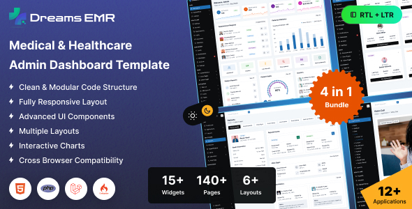 Dreams EMR - Medical & Healthcare EMR Admin Dashboard (Laravel, CodeIgniter, PHP, HTML) by ...