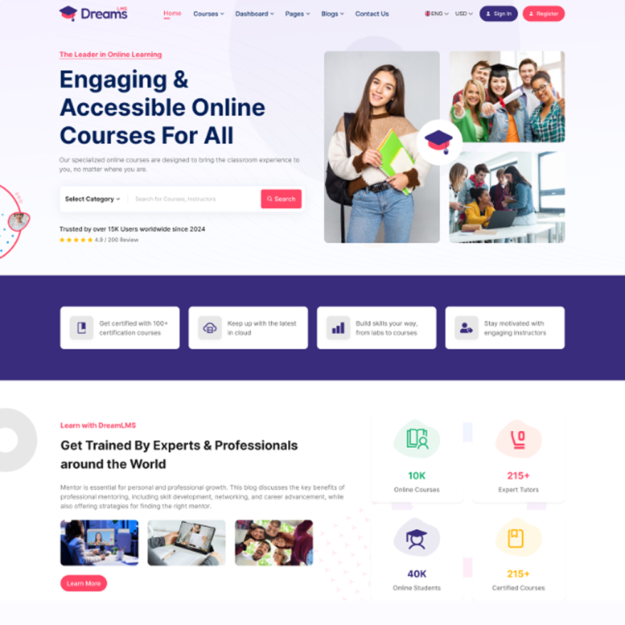 Dreams LMS - Learning Management System & Online Courses WordPress Theme by dreamstechnologies