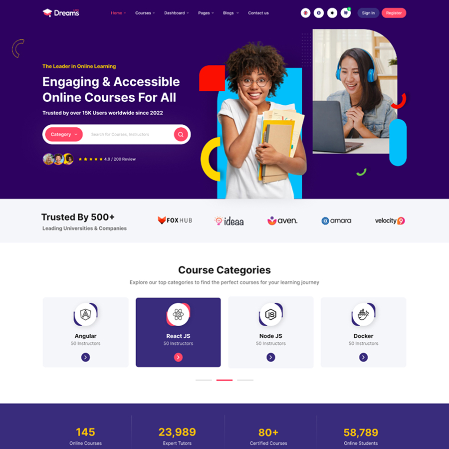 Dreams LMS - Learning Management System & Online Courses WordPress Theme by dreamstechnologies