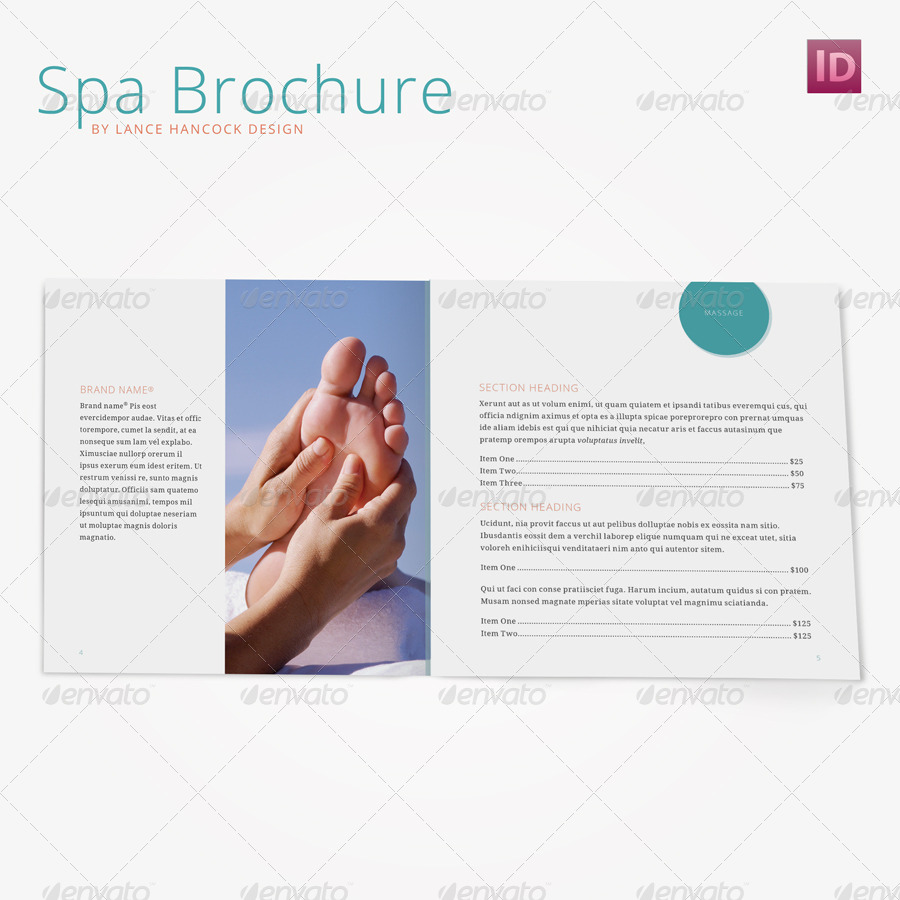 Square Spa/Wellness Booklet Brochure, Print Templates | GraphicRiver