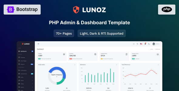 Lunoz - PHP Admin & Dashboard Template by MyraStudio | ThemeForest