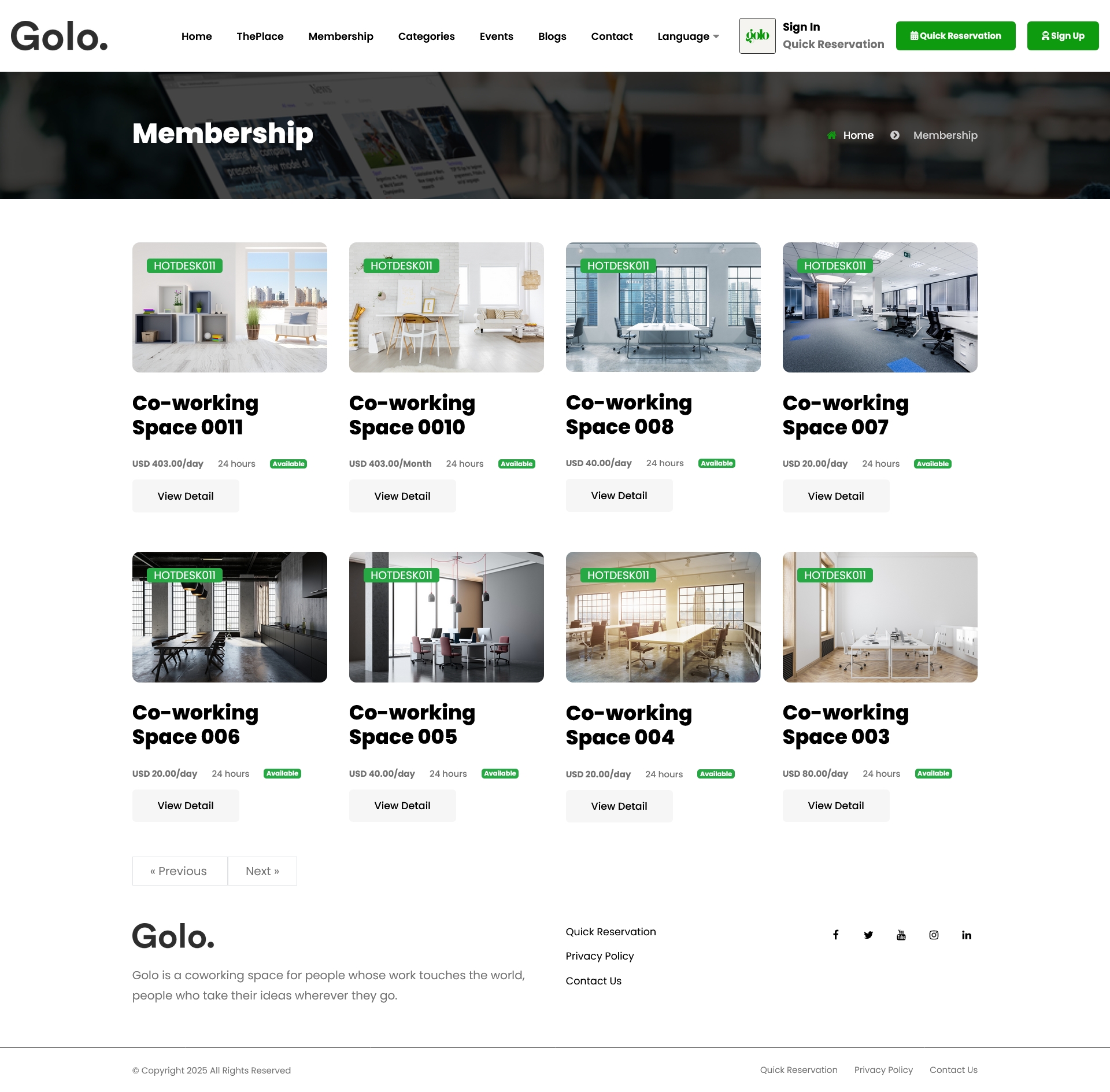 Golo - Office Rental And Coworking Space Script Theme by Meteros ...