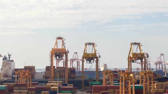 Loading Unloading Ship in Container Terminal Timelapse, Stock Footage