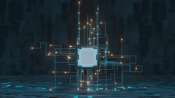 Circuit lines and chip, Motion Graphics | VideoHive