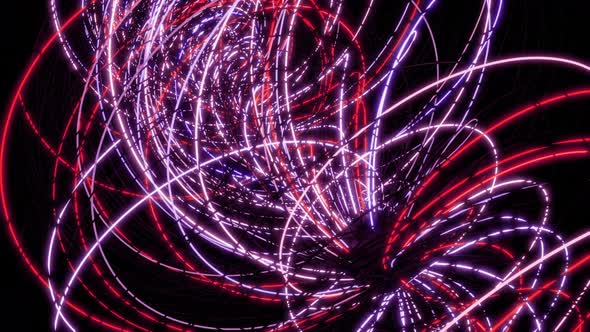 Rotating Vortex of Colorful Lines on Black Background, Motion Graphics