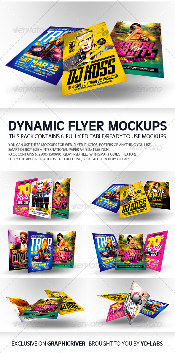 Dynamic Flyer Mockups by ydlabs | GraphicRiver