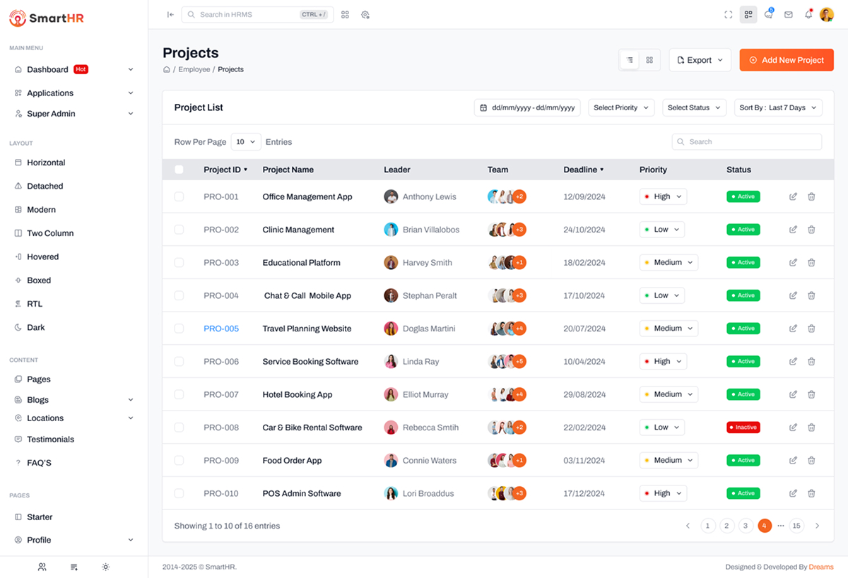 SmartHR - Employee Attendance, Payroll & HRMS Admin Template (React ...