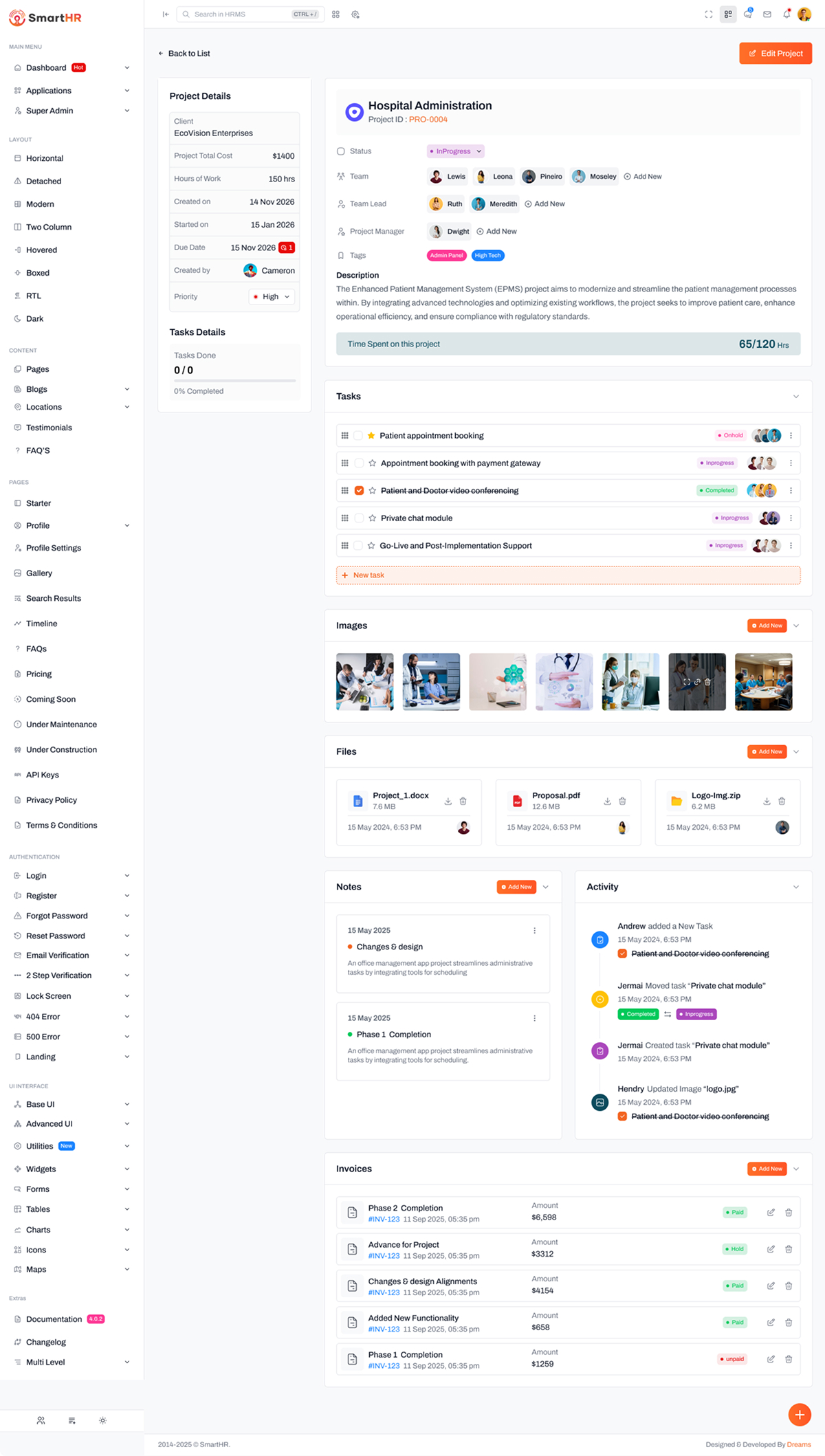 SmartHR - HRMS, Payroll & Employee Management Admin Template (React ...