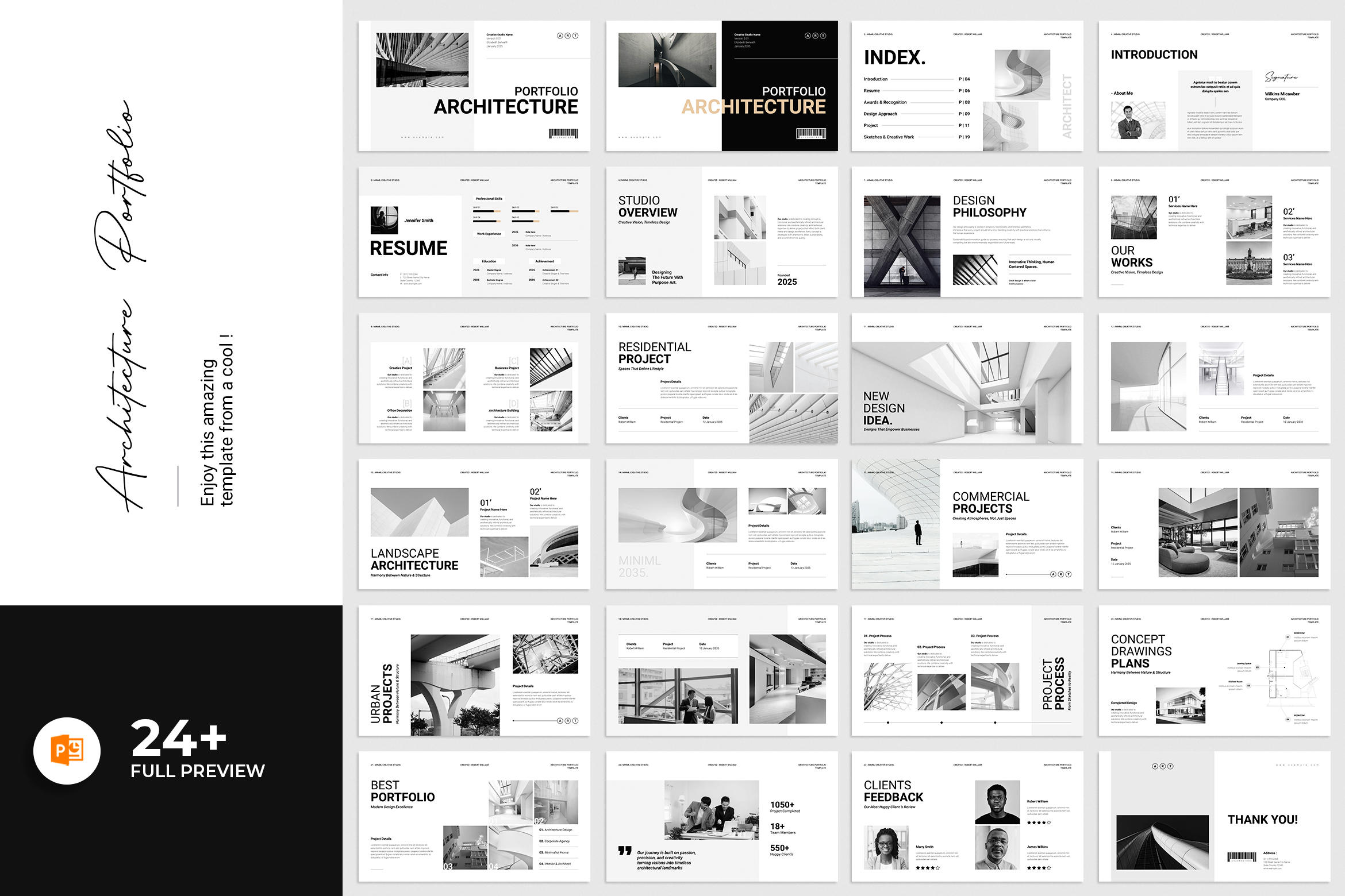 Architecture Portfolio PowerPoint Template, Presentation Templates
