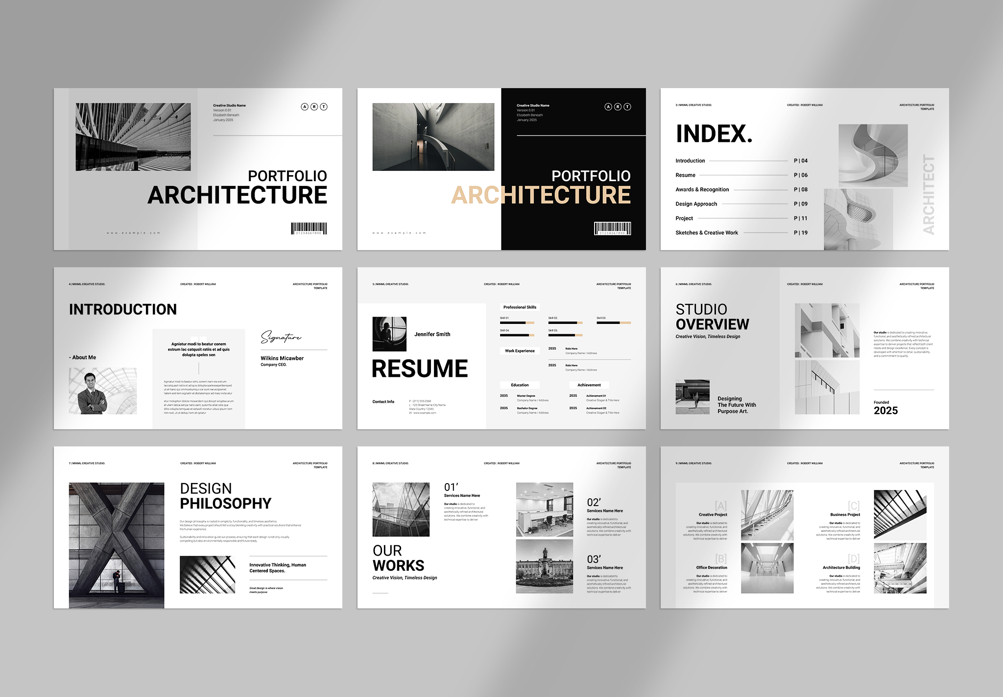 Architecture Portfolio PowerPoint Template, Presentation Templates