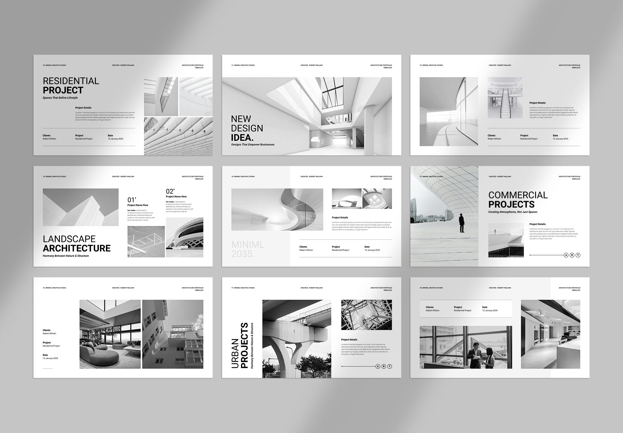 Architecture Portfolio PowerPoint Template, Presentation Templates