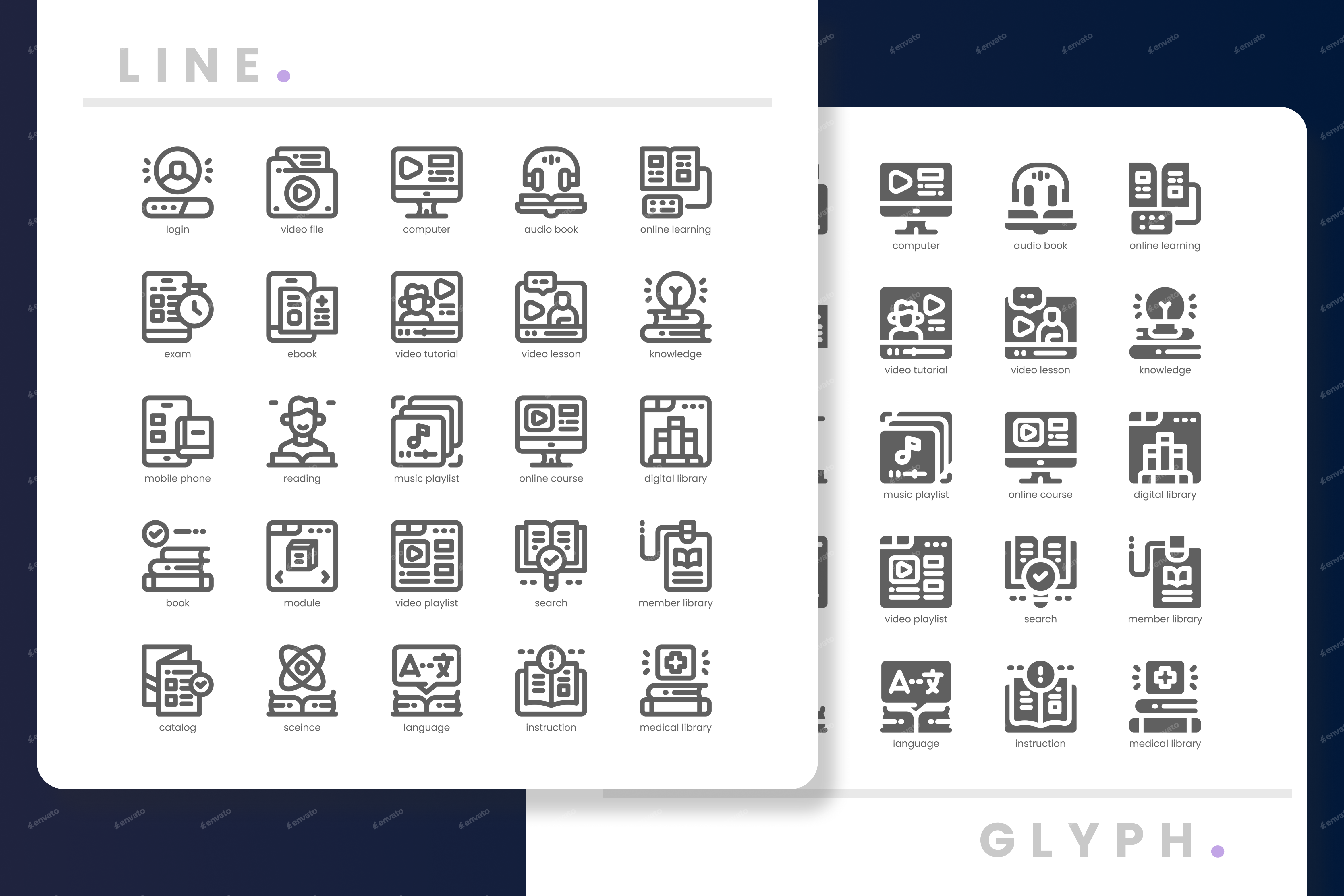 Digital Library Icon Pack, Icons | GraphicRiver