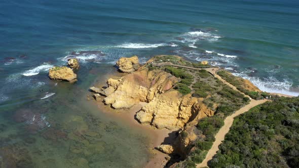 AERIAL TILT DOWN Over Torquay’s Rocky Point Lookout, Australia, Stock ...