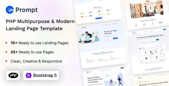 Prompt - PHP Modern & Multipurpose Landing Page Template by coderthemes