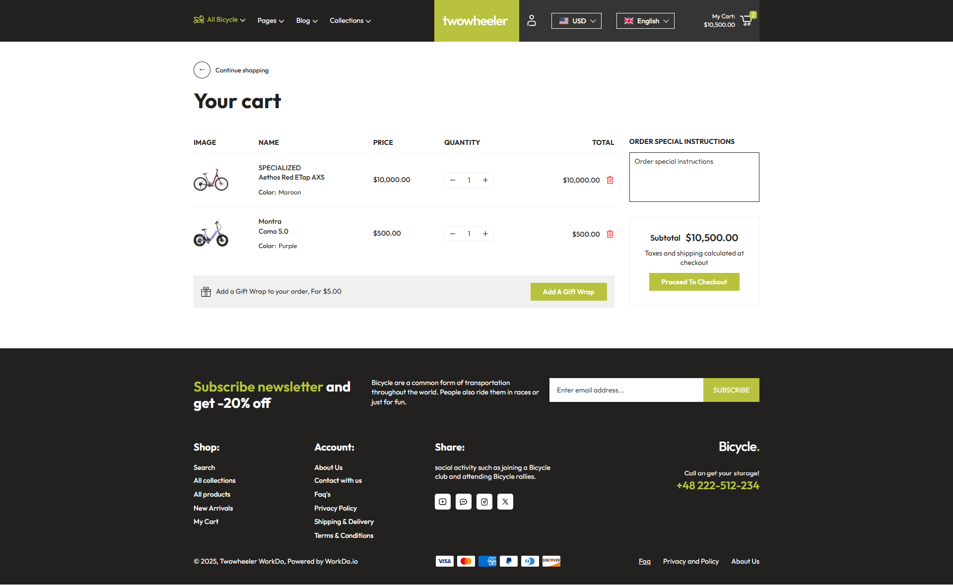 Two Wheeler - Bikes & Cycling Shopify Theme OS 2.0 by WorkDo | ThemeForest