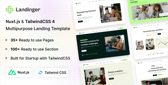 Landinger - Tailwind CSS Multipurpose Nuxt Js Landing Page Template by coderthemes