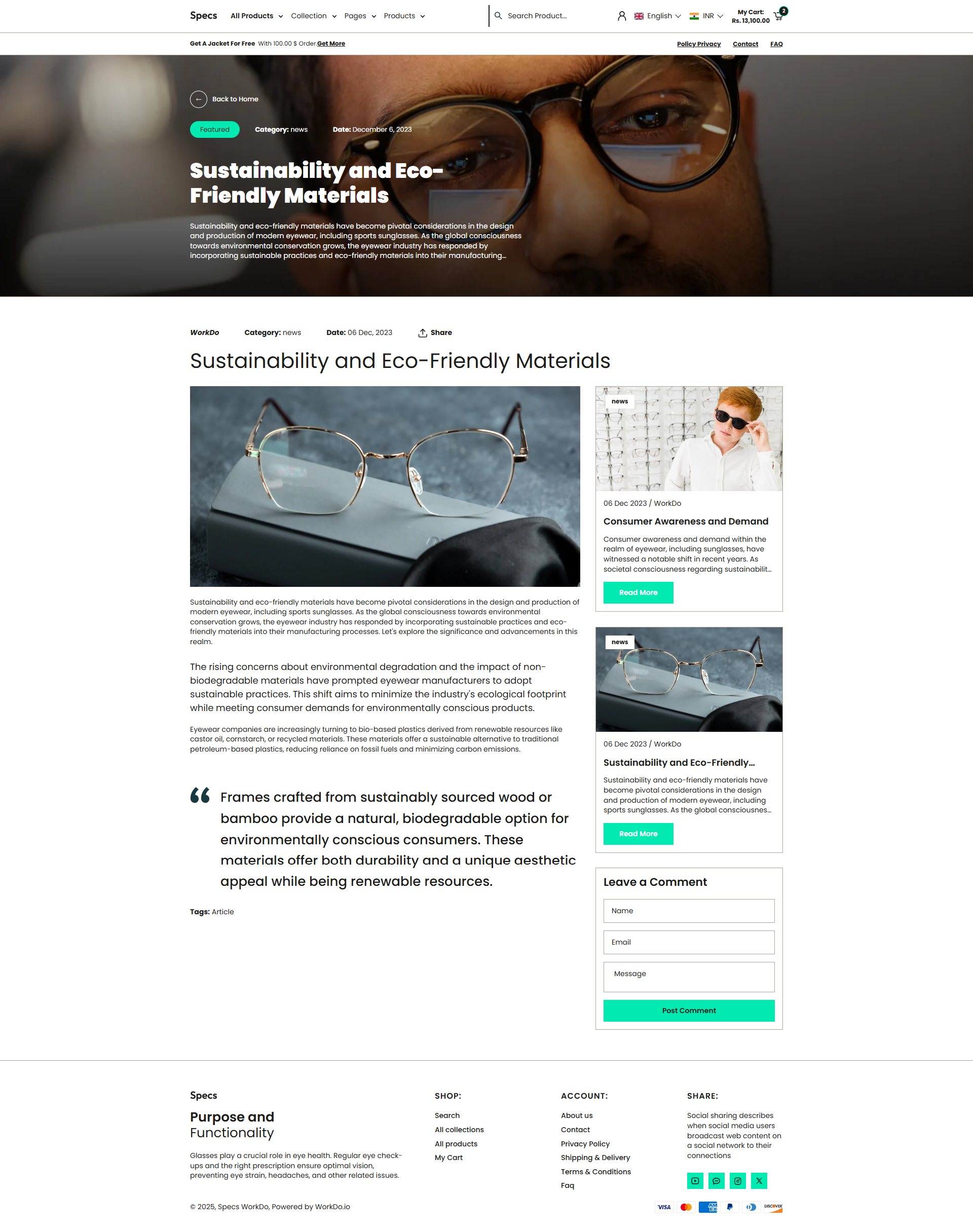 Specs - Glasses Store eCommerce Shopify os 2.0 by WorkDo | ThemeForest