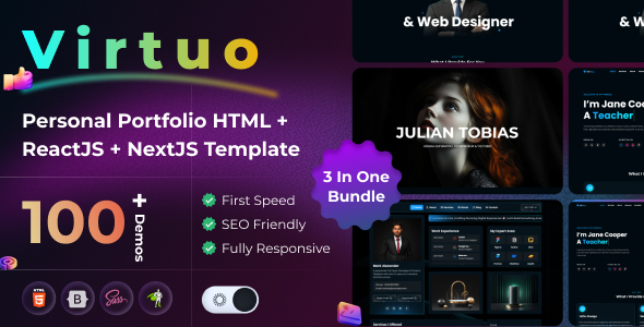 Virtuo - Personal Portfolio HTML + ReactJS + NextJS Template by InversWeb