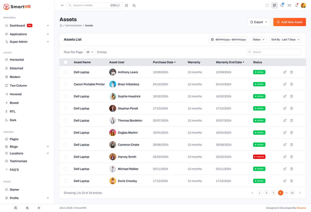 Smarthr Laravel 12 Hr Payroll And Attendance Admin Dashboard Template Bootstrap 5 By
