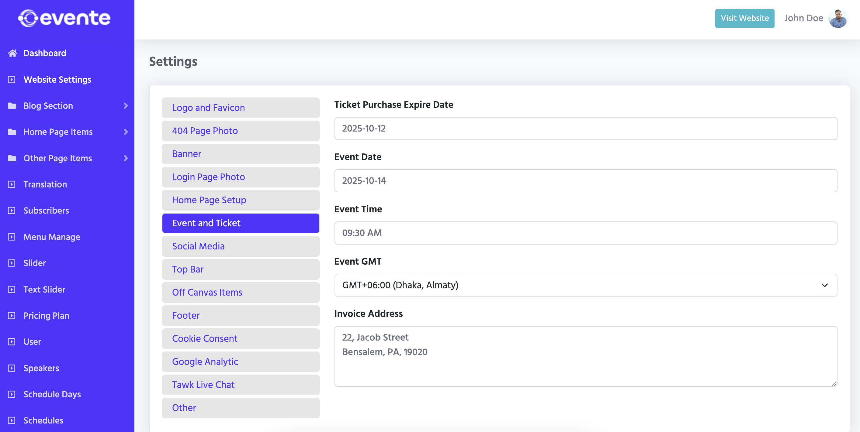 Evente - Conference and Event Management Laravel Script by phpscriptpoint