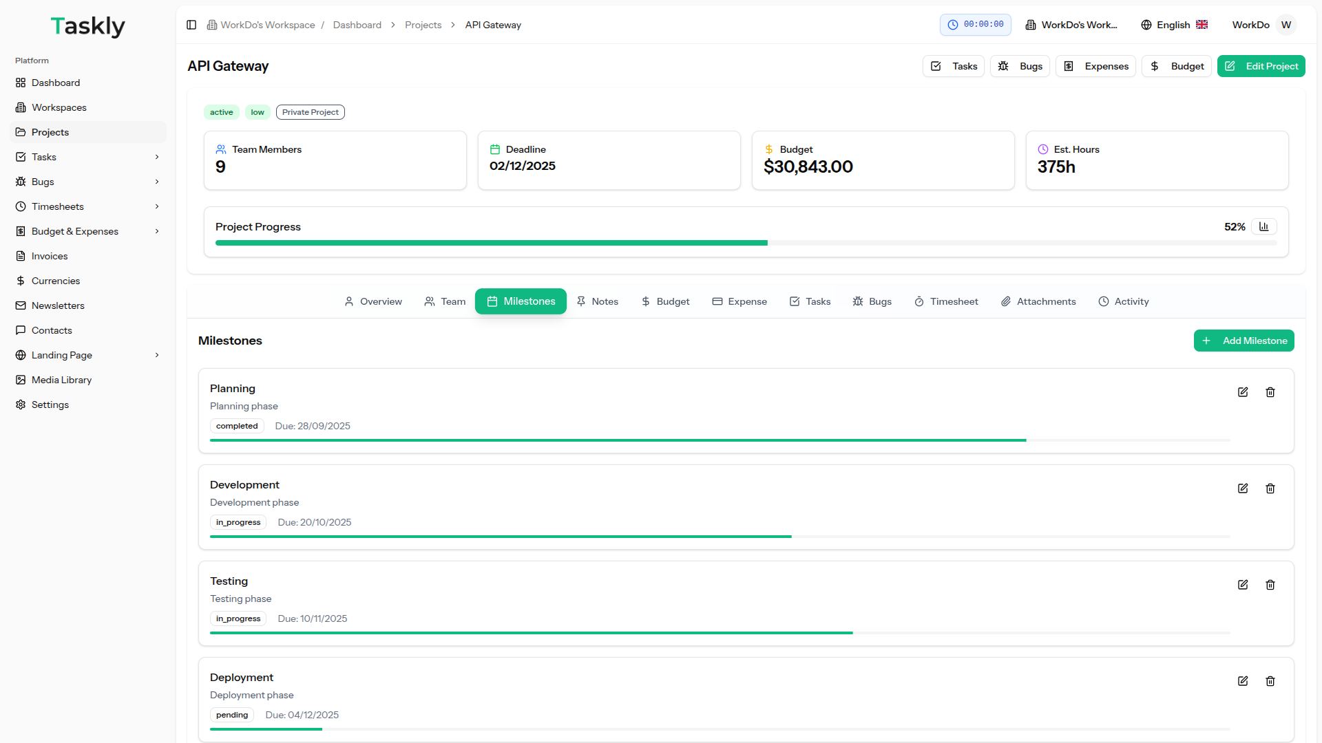 TASKLY – Project Management Tool by WorkDo | CodeCanyon