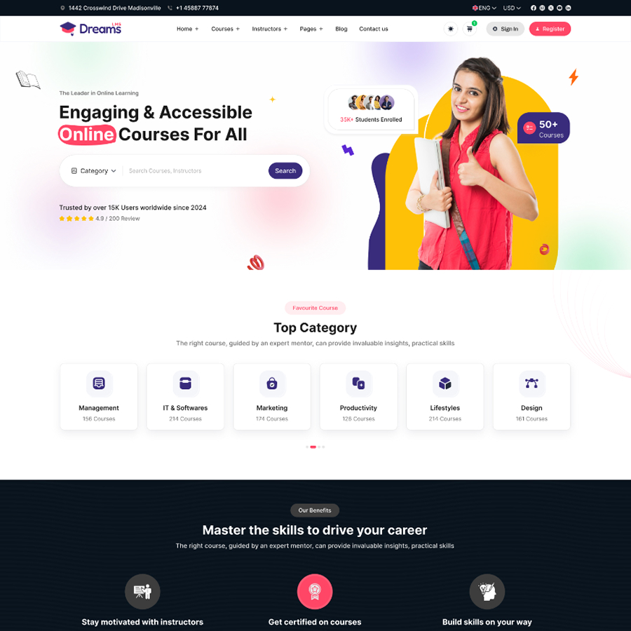 Dreams LMS - Online Courses & Education LMS Template with Admin Panel ...