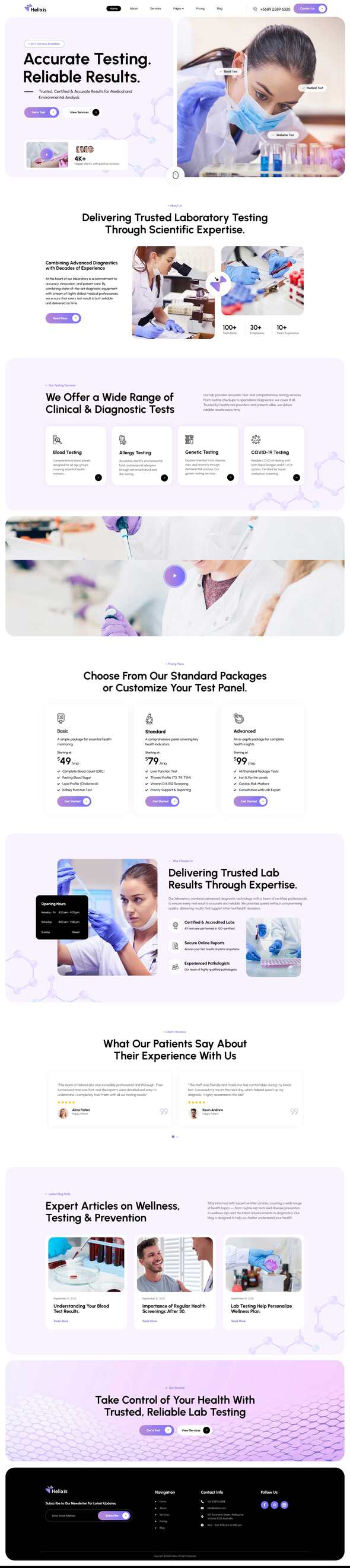 Helixis - Laboratory & Diagnostics Elementor Template Kit by designingmedia