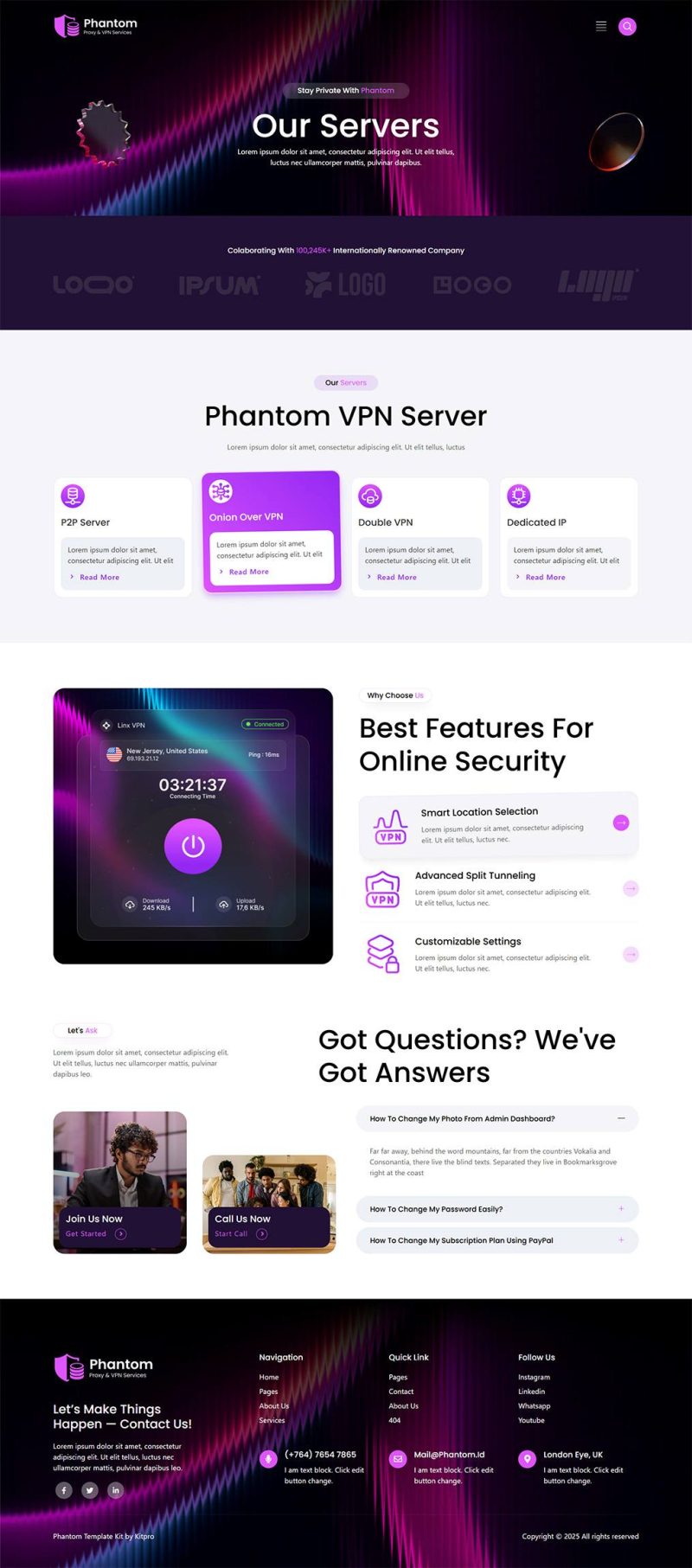 Phantom - Modern Proxy & VPN Services Elementor Template Kit by Kitpro