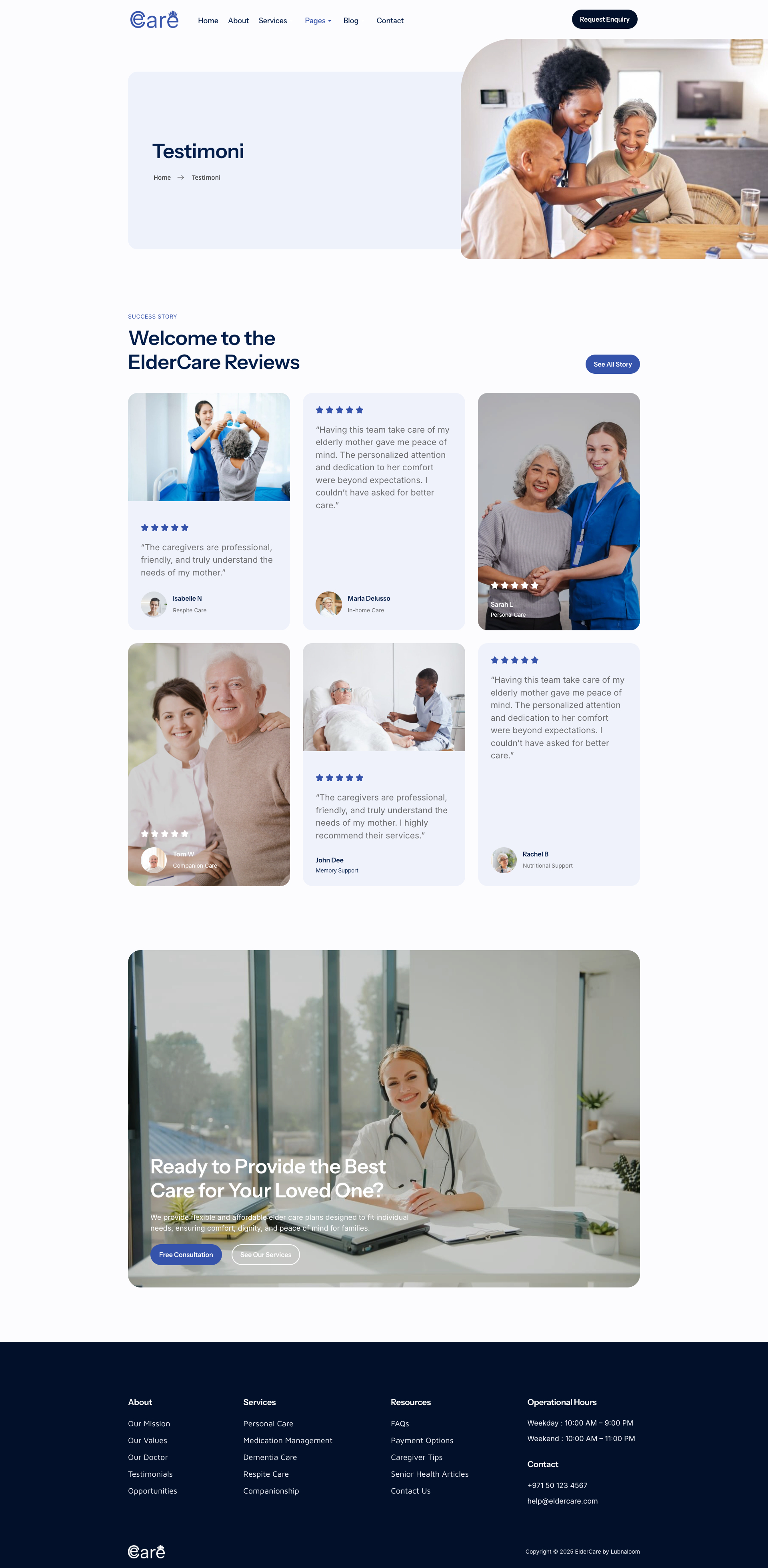 ElderCare - Elderly & Senior Care Elementor Template Kit by lubnaloom