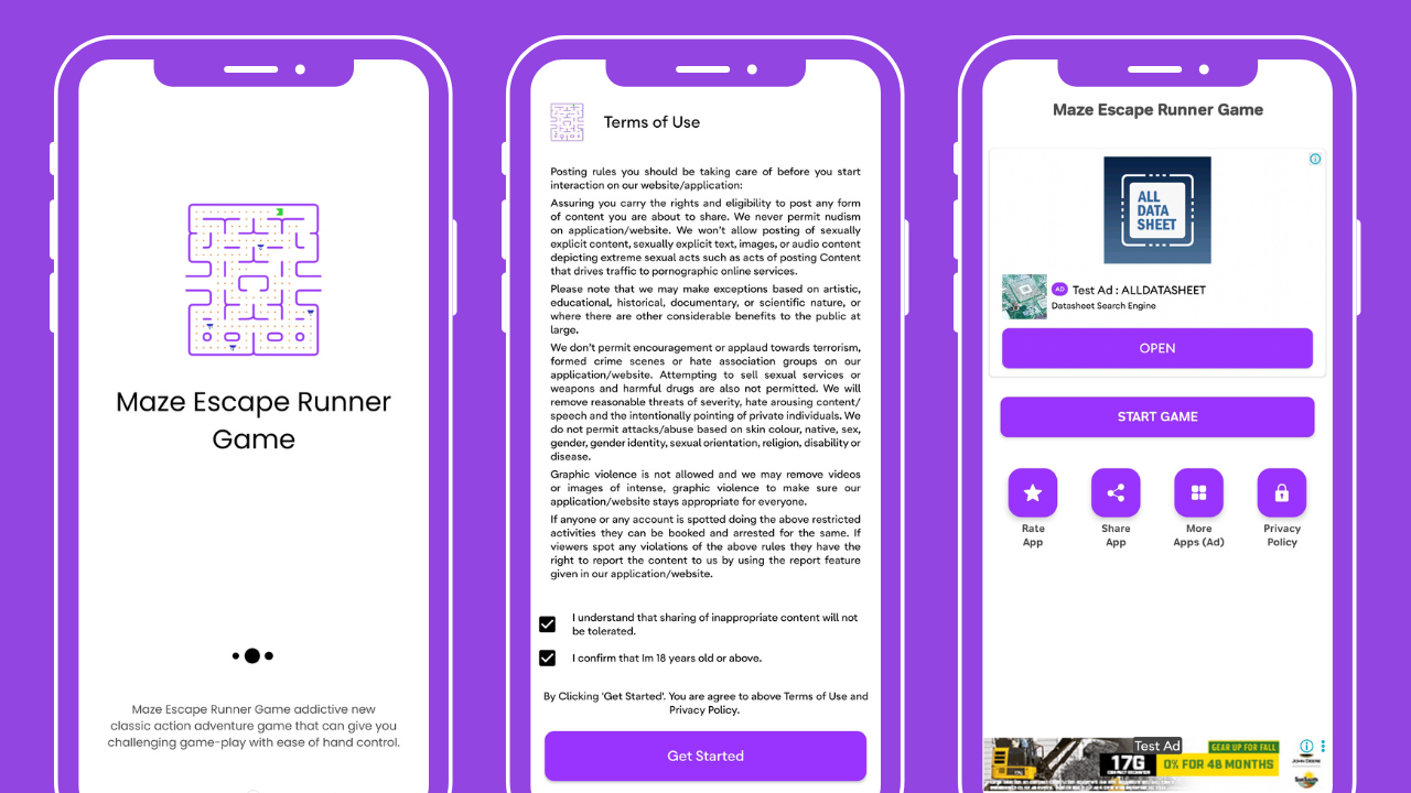 Maze Escape Runner Game with AdMob Facebook Ads Android by MJAppsStudio