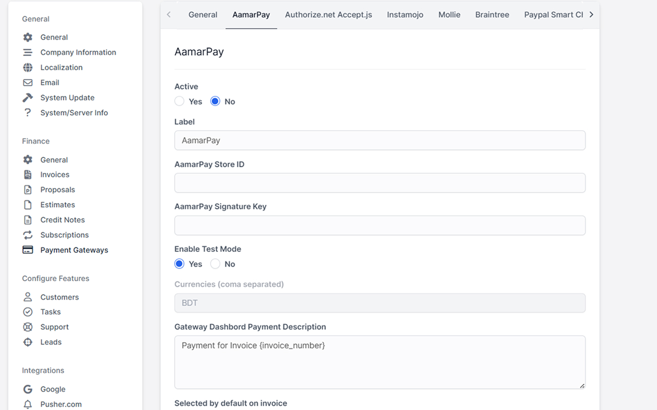 Aamarpay Payment Gateway for Perfex CRM by Bottal | CodeCanyon
