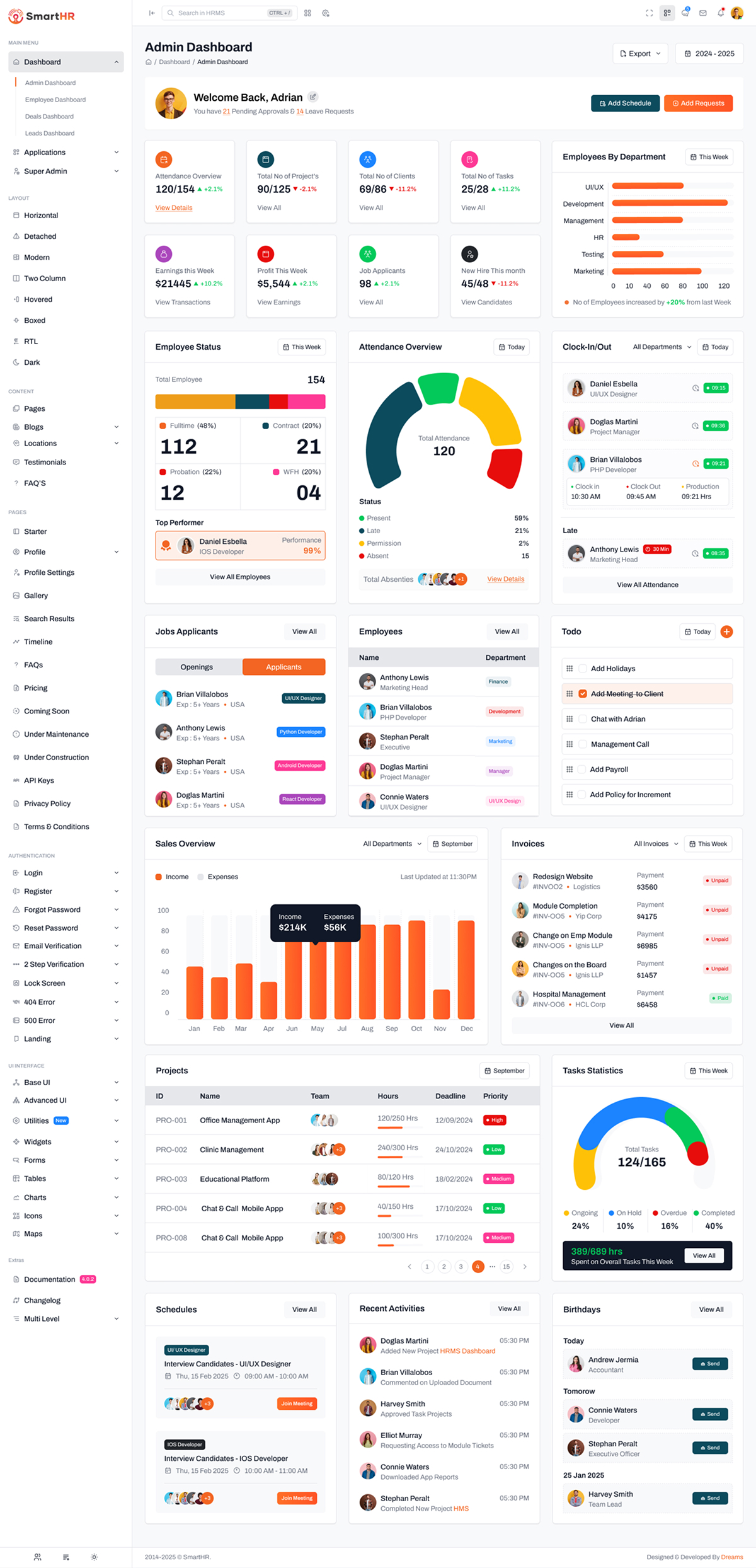 Smarthr Hr And Crm Admin Template With Project Management Html Vue