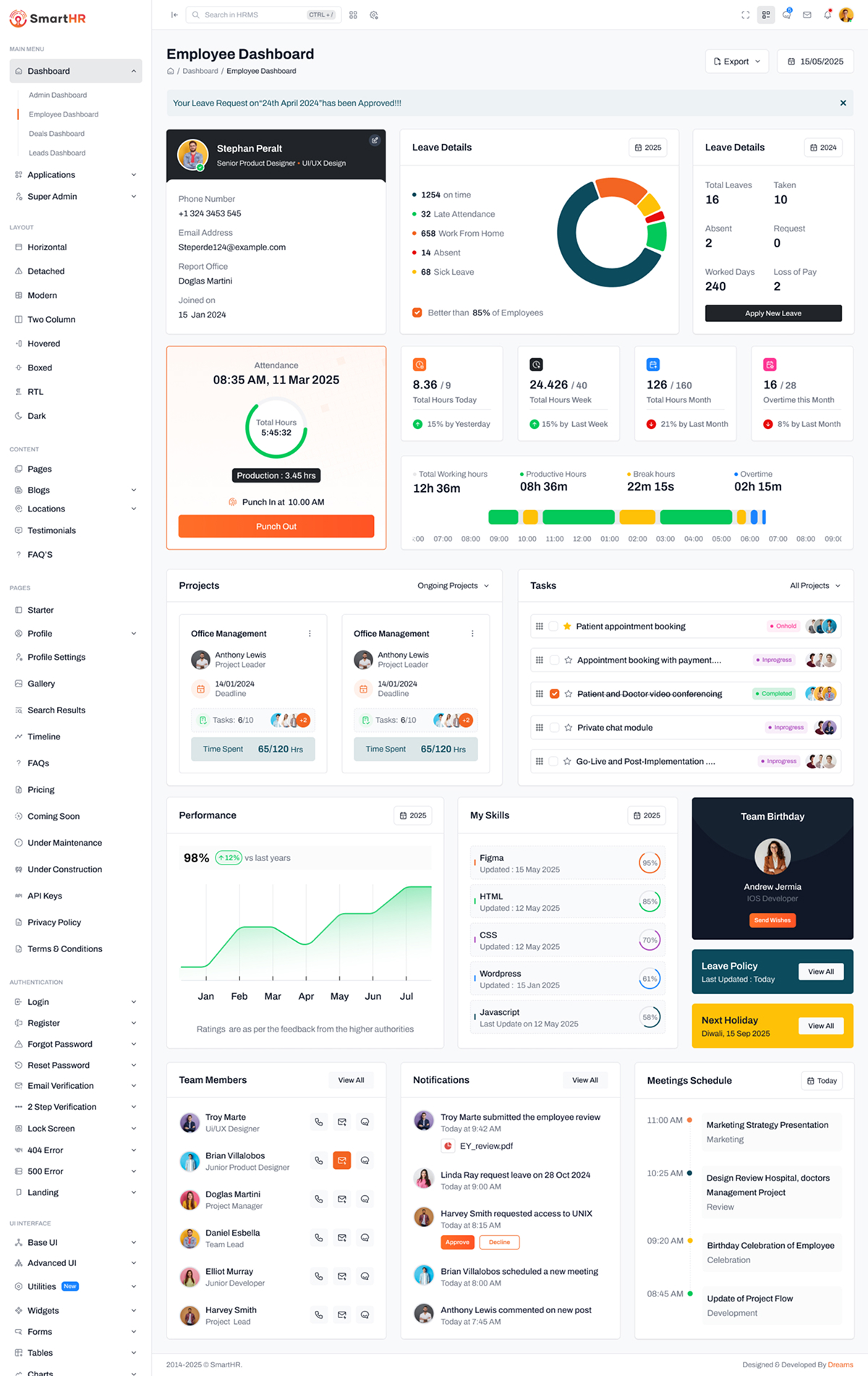 Smarthr Hr And Crm Admin Template With Project Management Html Vue