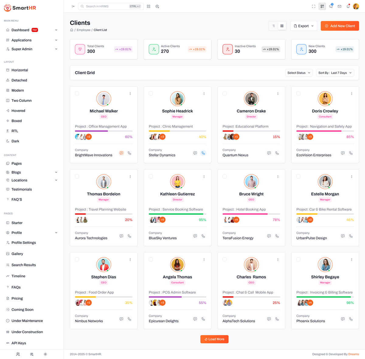 Smarthr Hr And Crm Admin Template With Project Management Html Vue