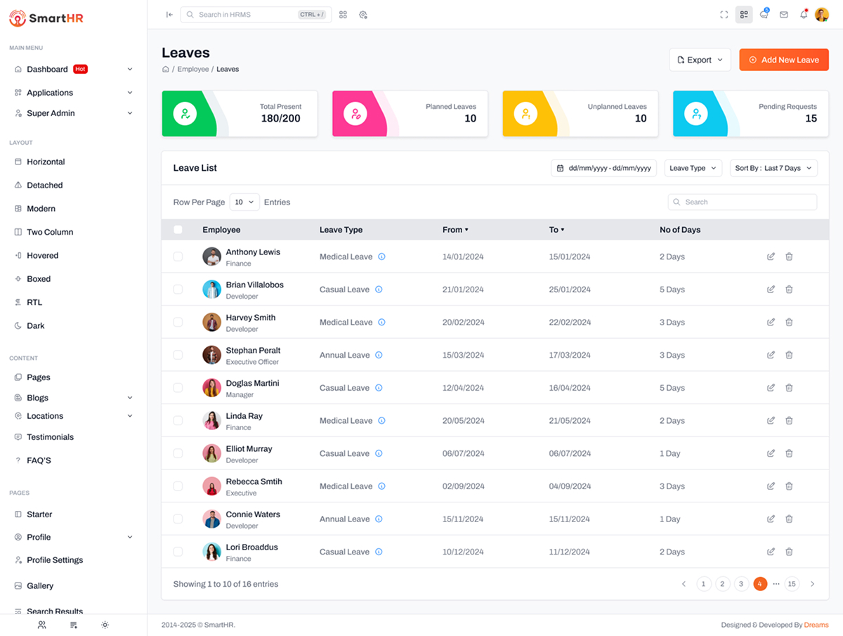 Smarthr Hr And Crm Admin Template With Project Management Html Vue Angular Node By