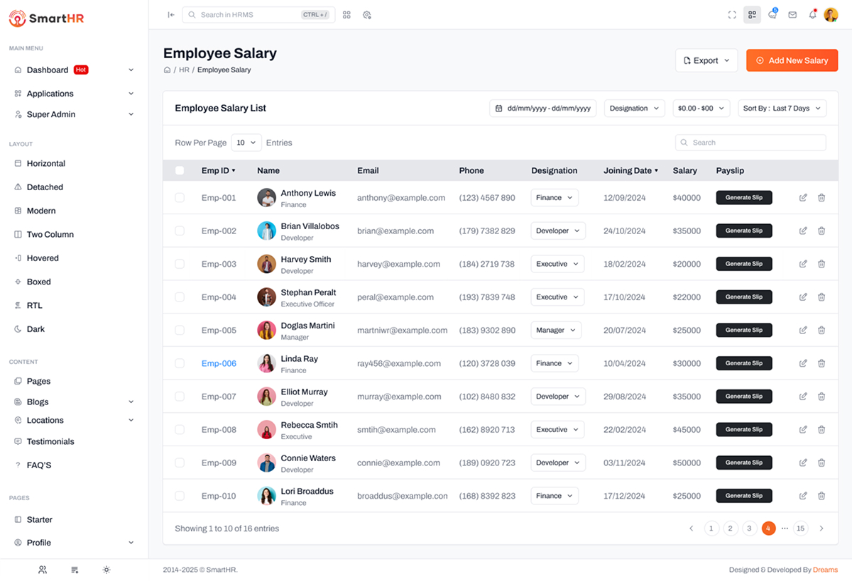 SmartHR - HR & CRM Admin Template with Project Management (HTML, Vue ...