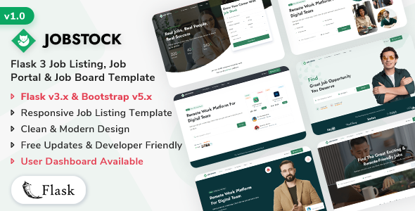 JobStock - Flask Job Listing, Job Portal Landing & Admin Dashboard Template by ShreeThemes