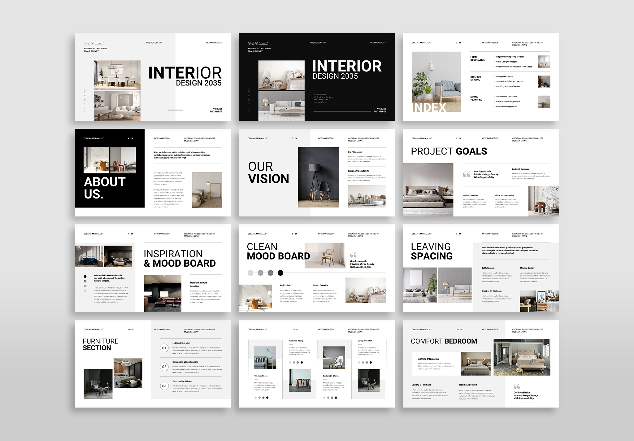 Interior Design Google Slide Presentation Template, Presentation Templates