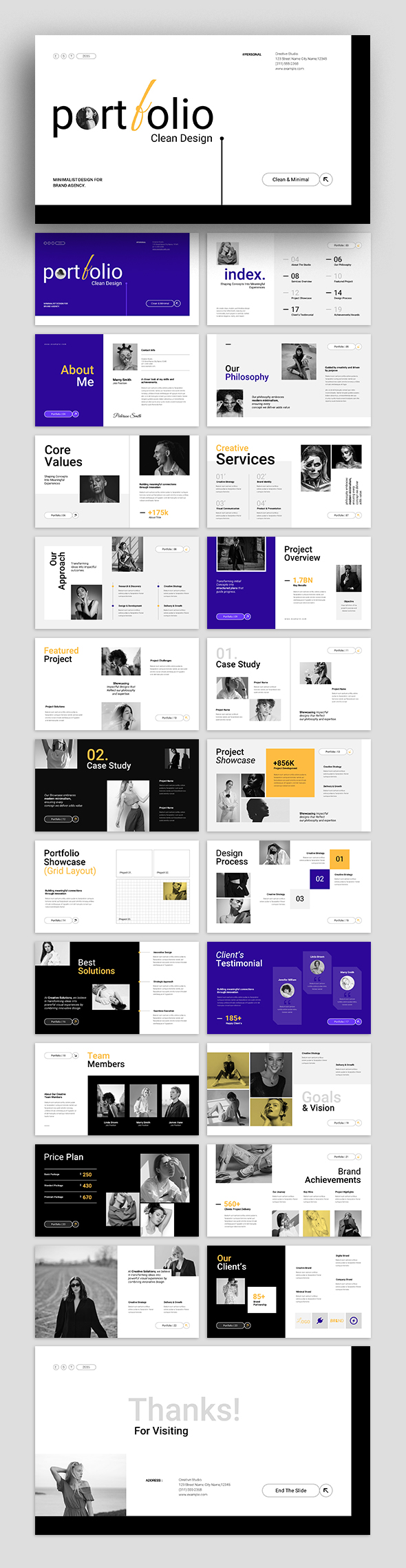 Design Portfolio PowerPoint Presentation Template, Presentation Templates