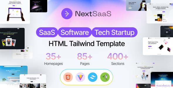 NextSaaS | SaaS, Software, Startup Tailwind Template by Pixels71 | ThemeForest