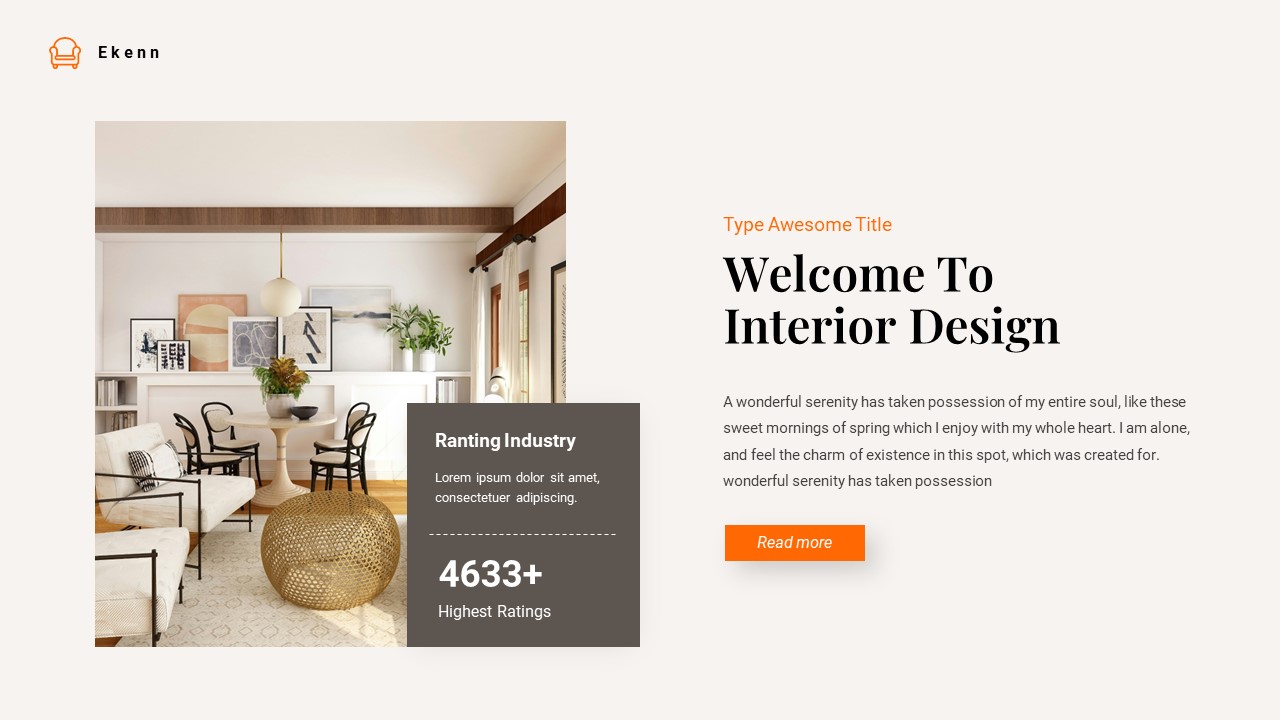 Ekenn Modern Interior Design Google Slides Template, Presentation Templates