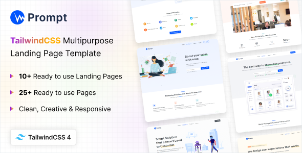 Prompt - Tailwind CSS Multipurpose Landing Template by coderthemes
