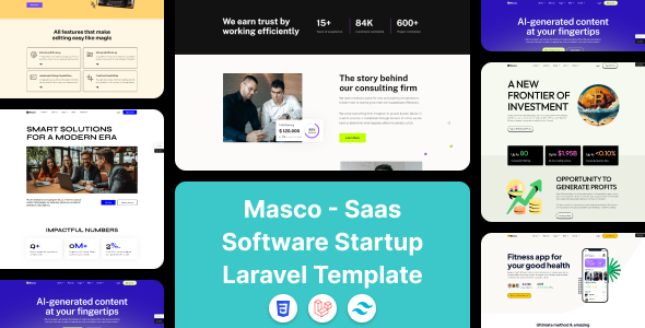 Masco - Saas Software Startup Tailwind Laravel 12 Template by Parv-Infotech