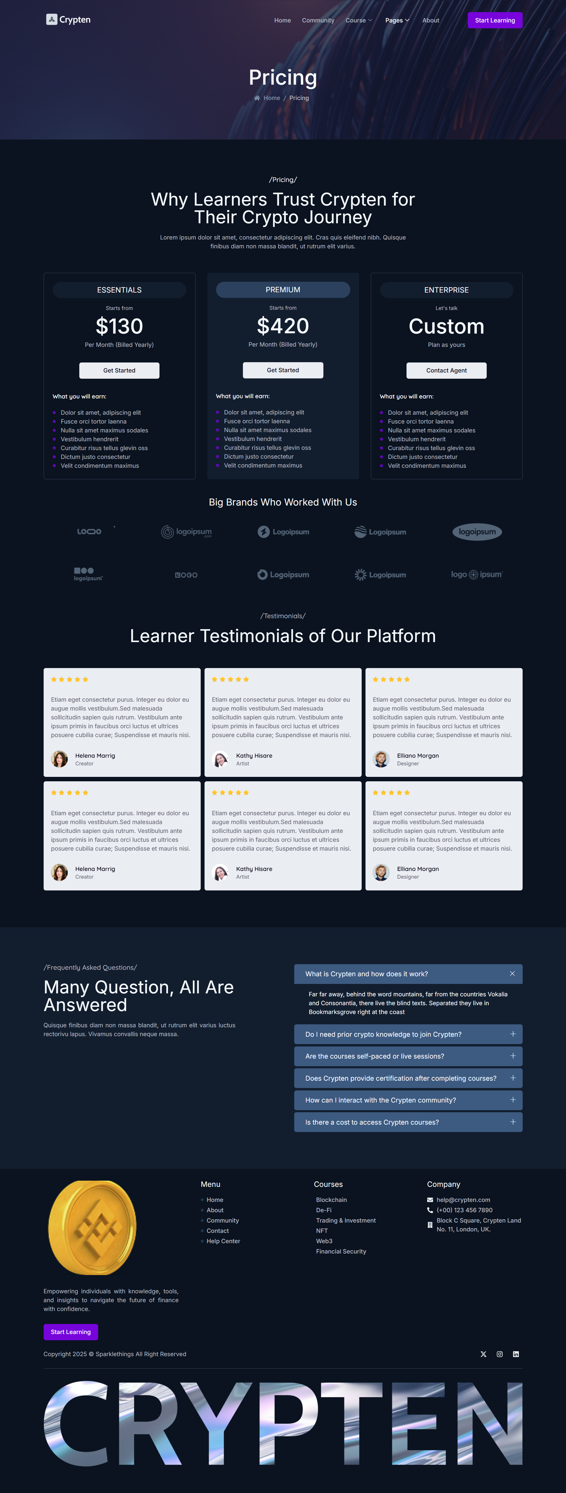 Crypten - Crypto Learning and Community Elementor Template Kit by ...