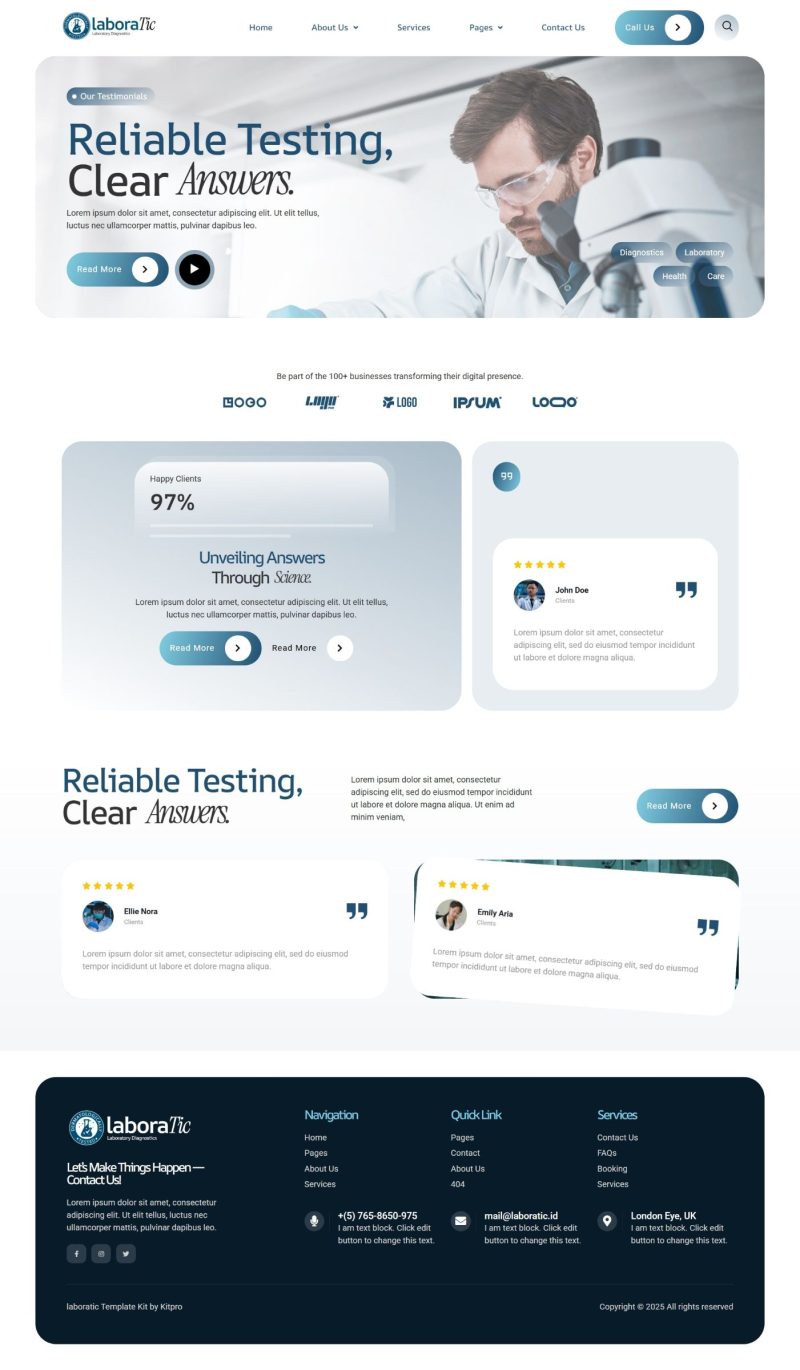 Laboratic - Laboratory Diagnostics Elementor Template Kit by Kitpro