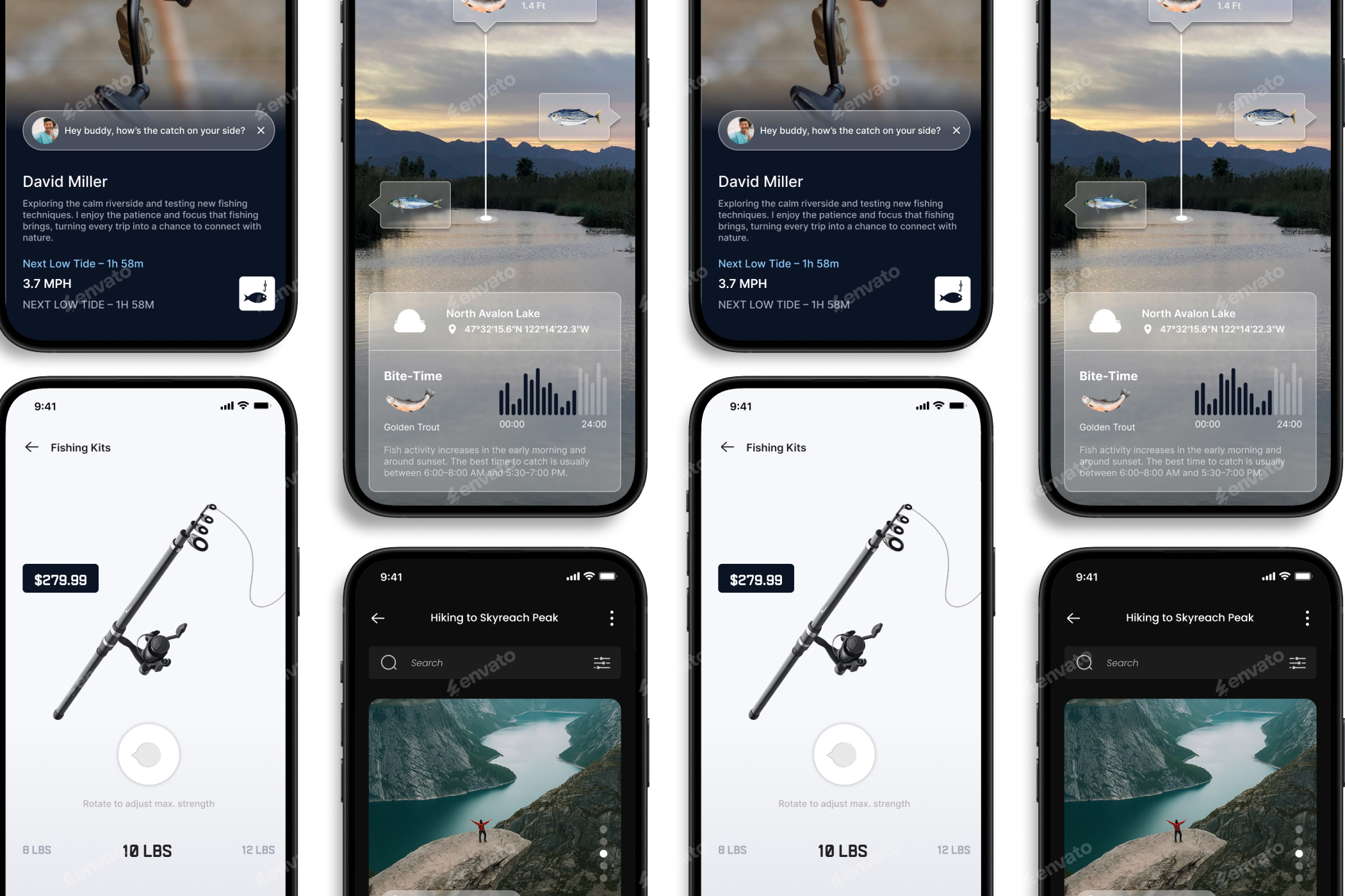 Fishing - Mobile App UI Kit, Web Elements | GraphicRiver